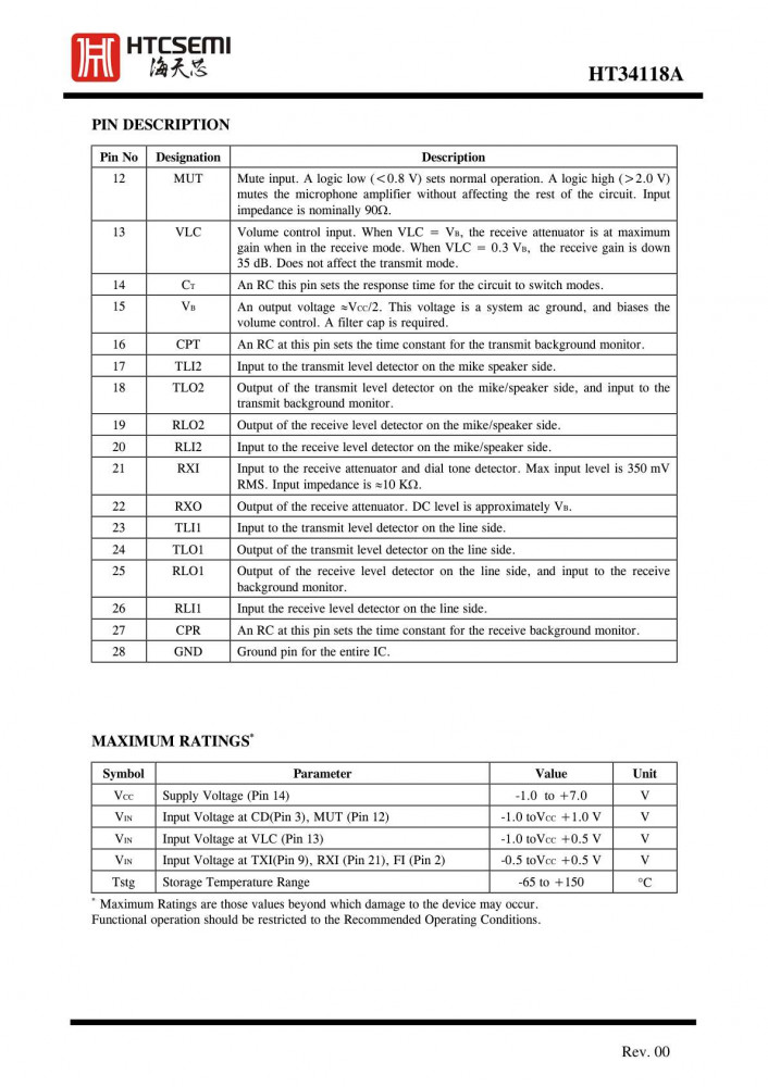 HT34118ARWZ datasheet page 8