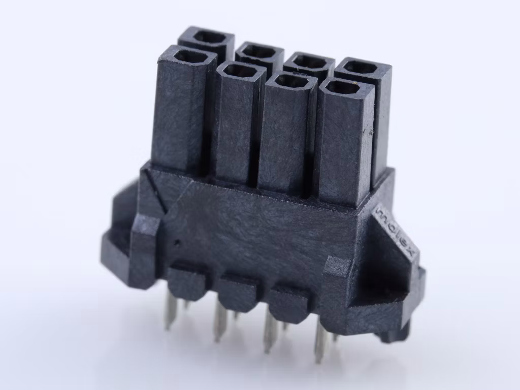 Micro-Fit BMI Receptacle Header, Dual Row, Vertical, with Press-fit Plastic Pegs, 0.76µm Gold (Au) Selective, 8 Circuits for sale