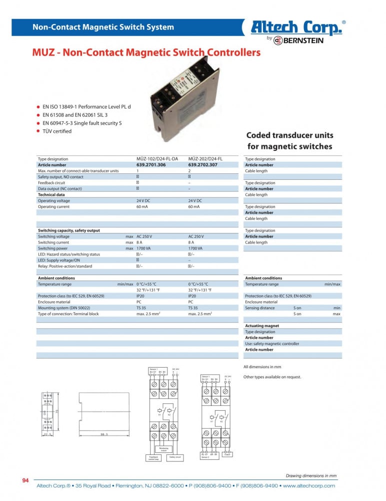 Altech MÜZ controller technical document page