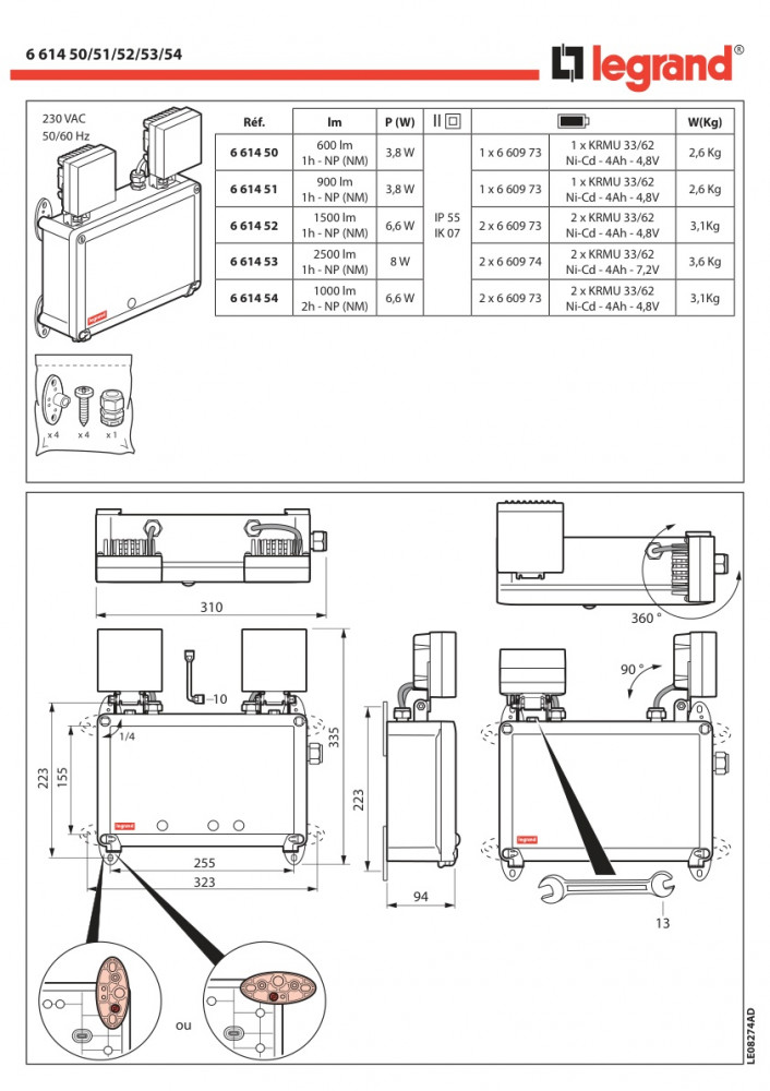 Legrand 661454 technical document, page 1