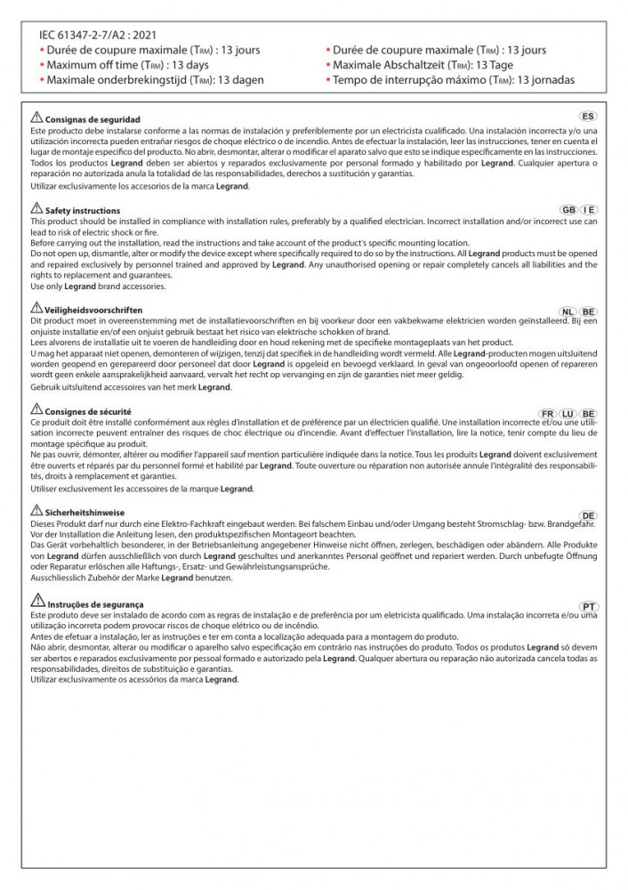 Legrand 661454 technical document, page 6