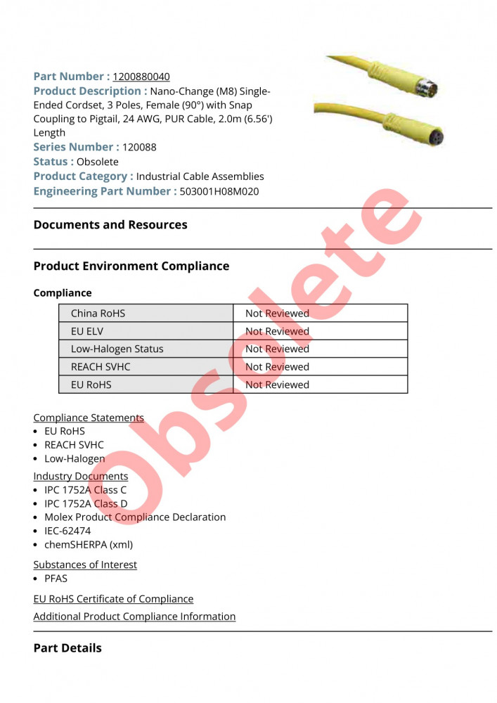 MOLEX 1200880040 technical document image 1