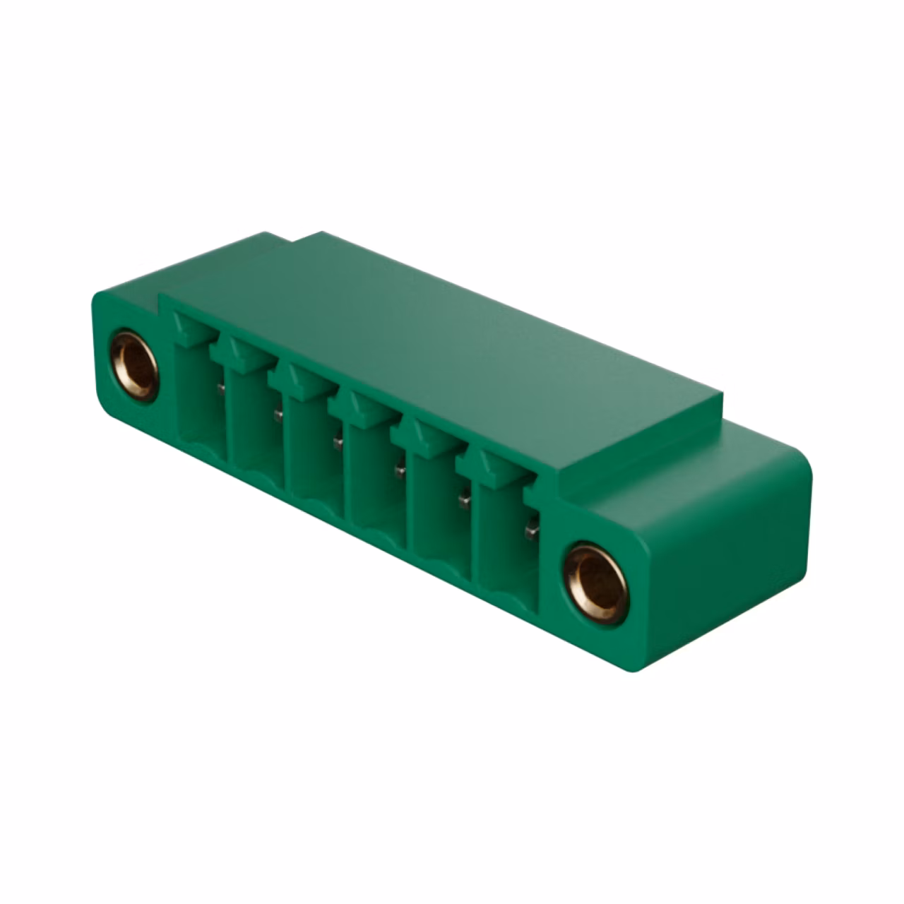 3.50mm Pitch Eurostyle Right-Angle PCB Header, with Threaded Retention Inserts, Green Housing, 6 Circuits for sale