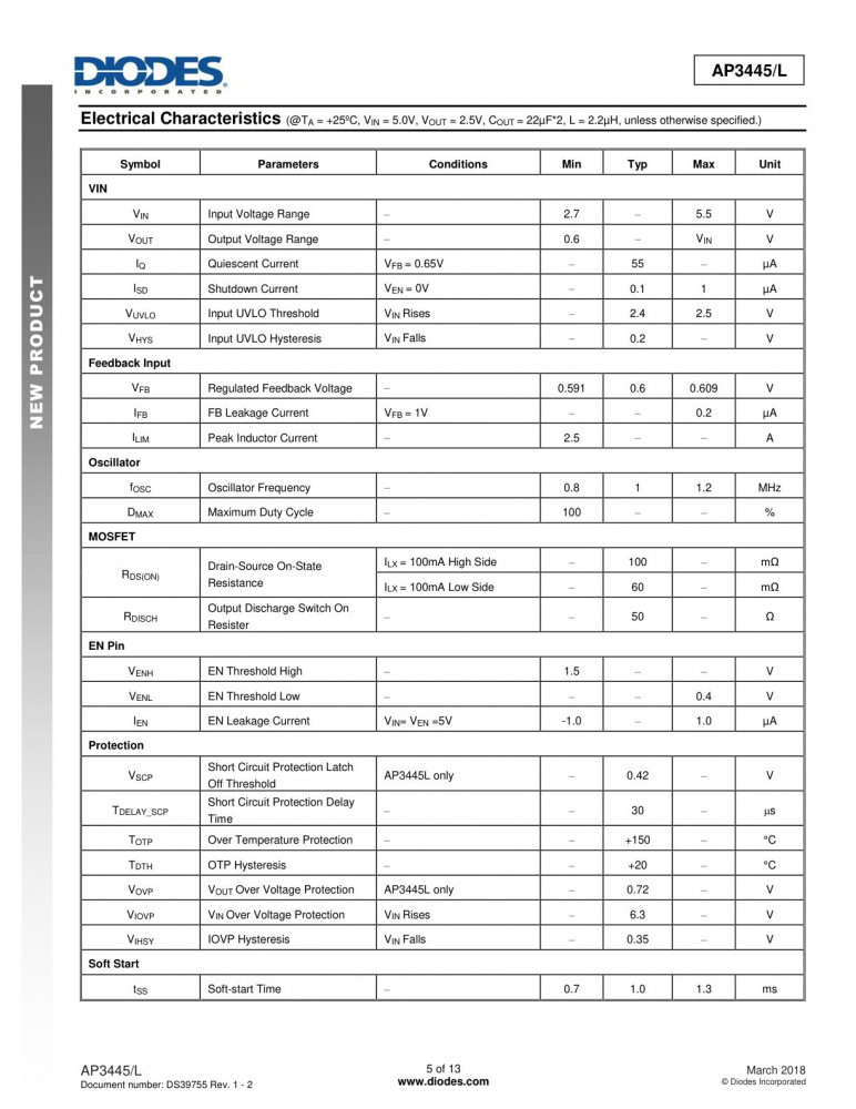 AP3445LW6-7 datasheet page 5