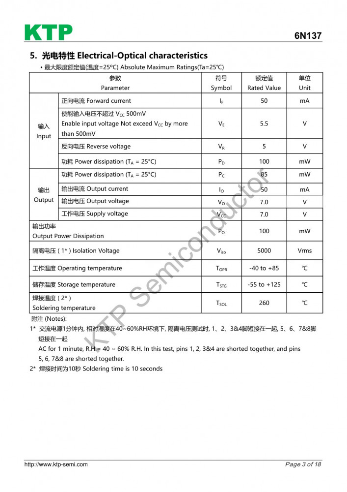 6N137 datasheet page 3