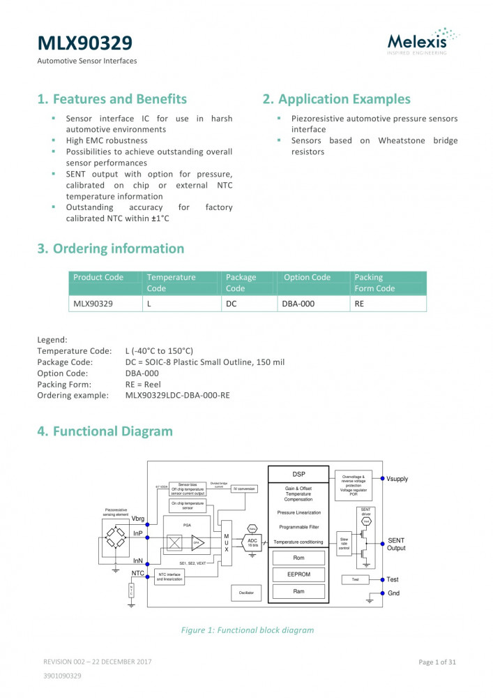 MLX90329 datasheet page 1