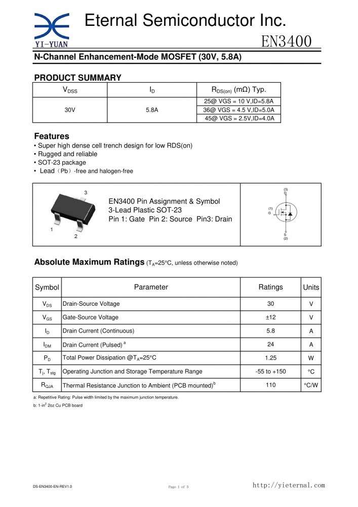 EN3400 datasheet page 1