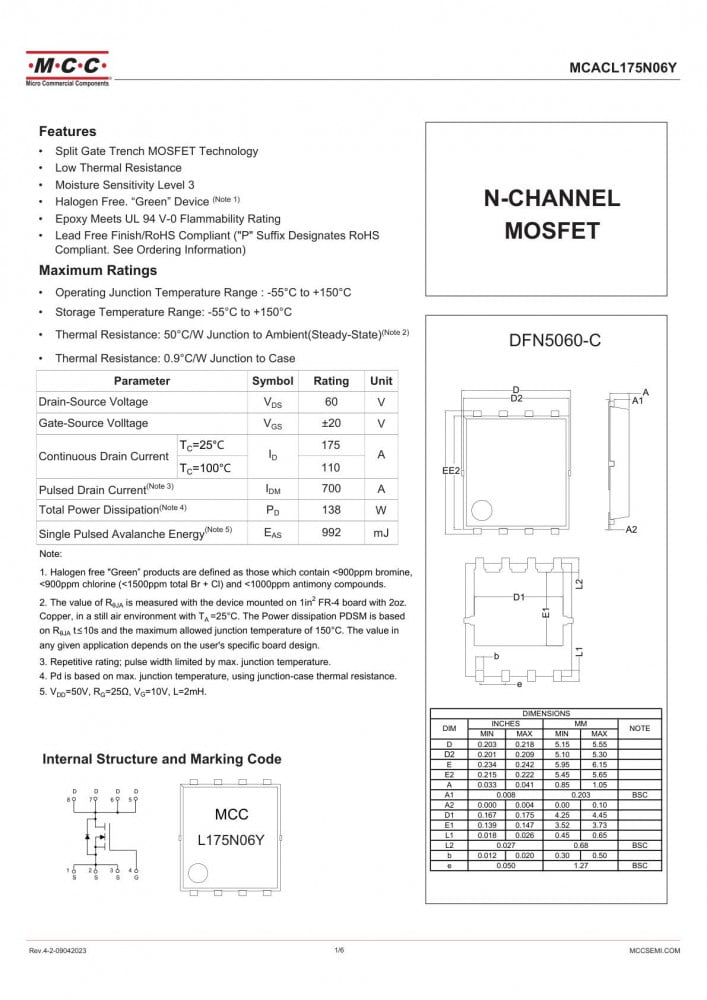 MCACL175N06Y-TP datasheet page 1