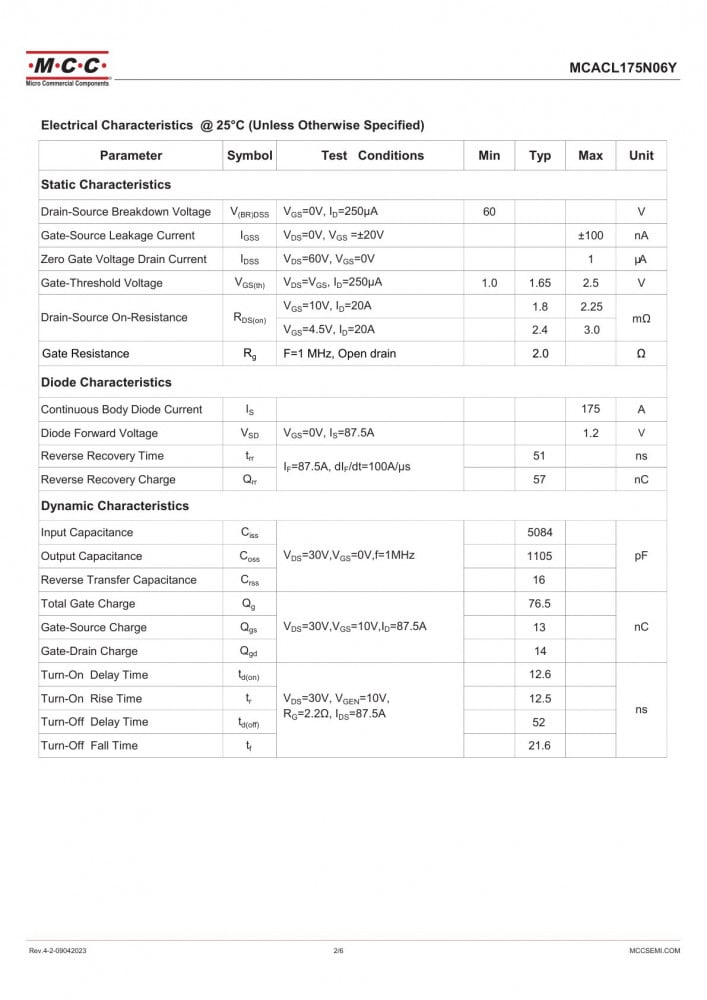 MCACL175N06Y-TP datasheet page 2