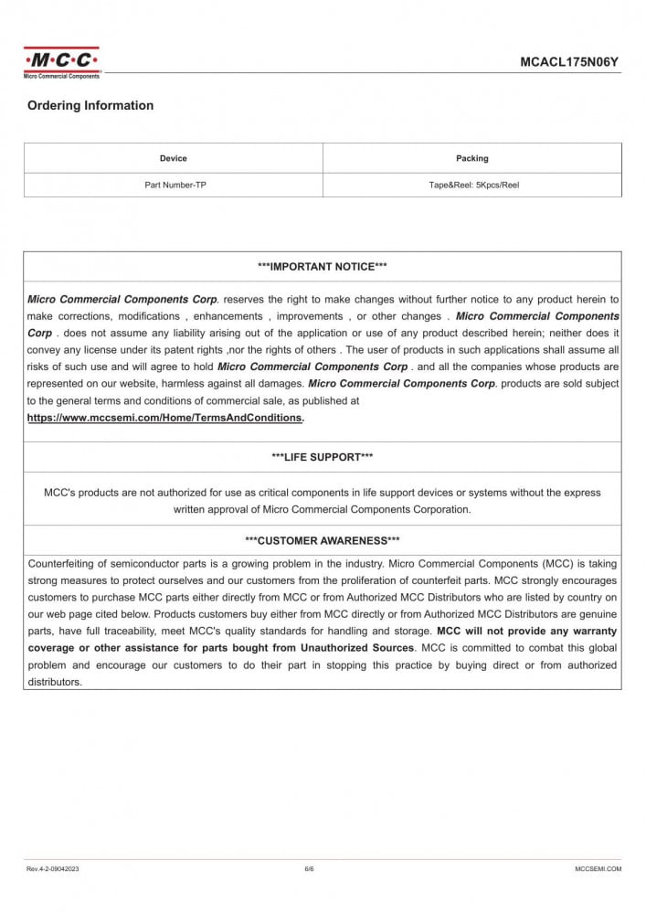 MCACL175N06Y-TP datasheet page 6