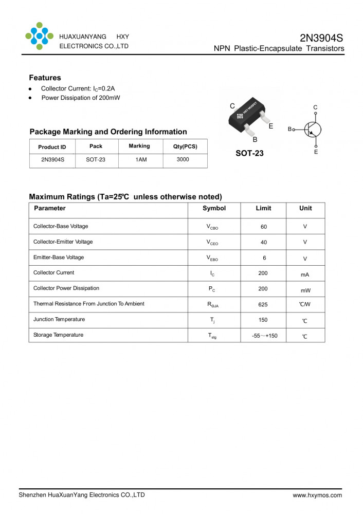 2N3904S-HXY datasheet page 1