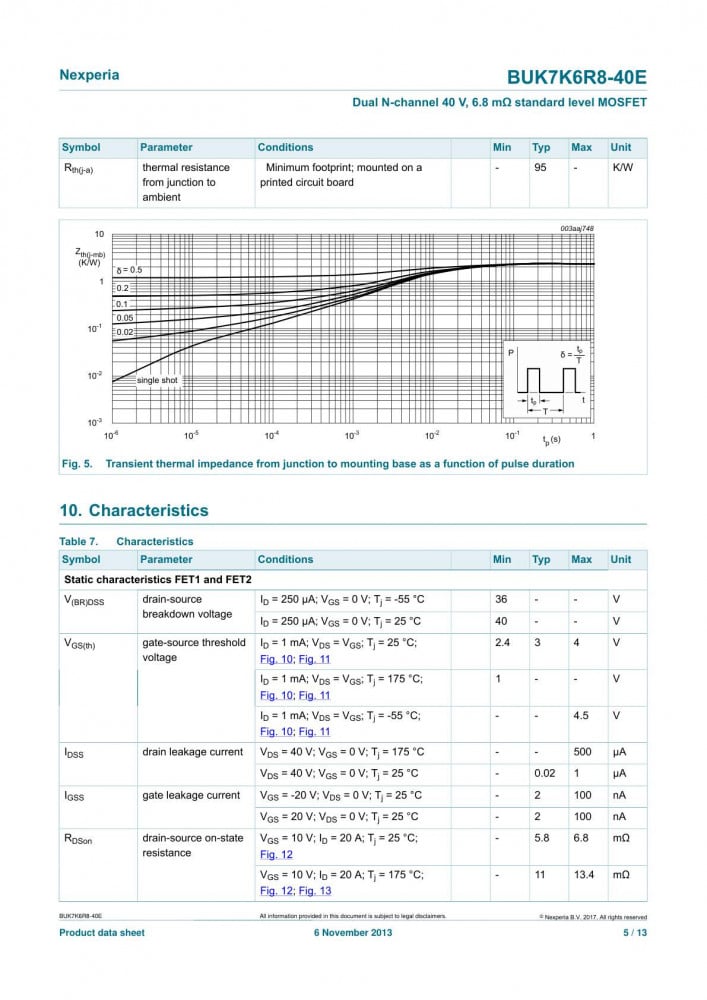 BUK7K6R8-40E datasheet page 5
