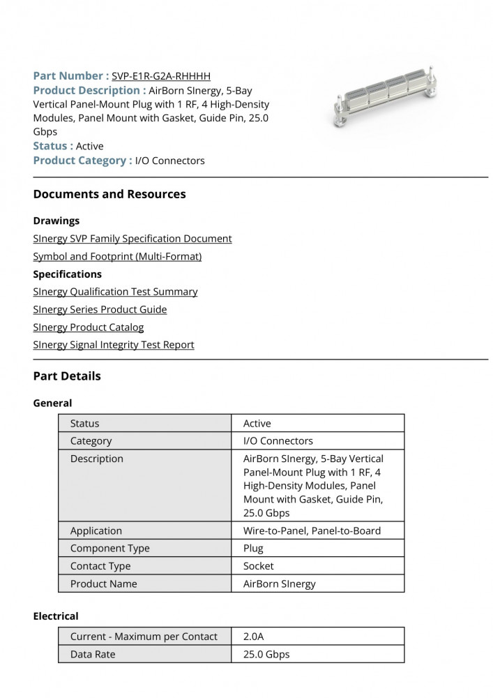 SVP-E1R-G2A-RHHHH technical document page 1