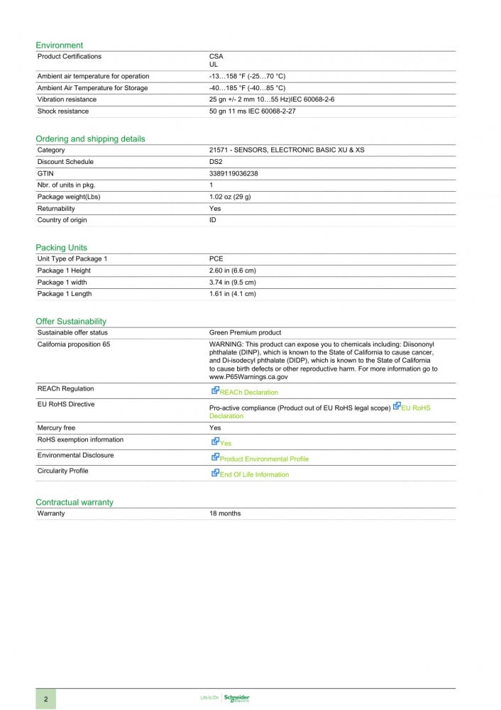 XS108B3PAM8 technical document page 2