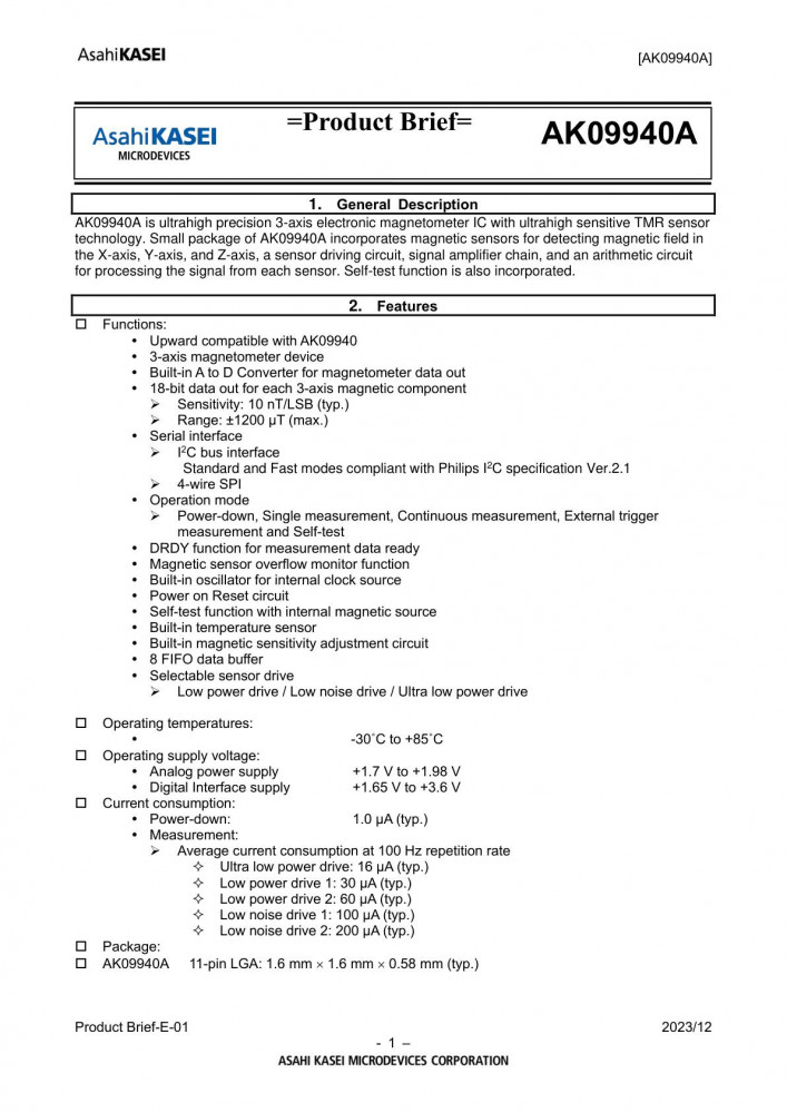 AK09940A technical document page 1