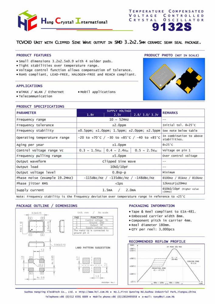 HCI 9132S-25.000N28DTJL technical document preview
