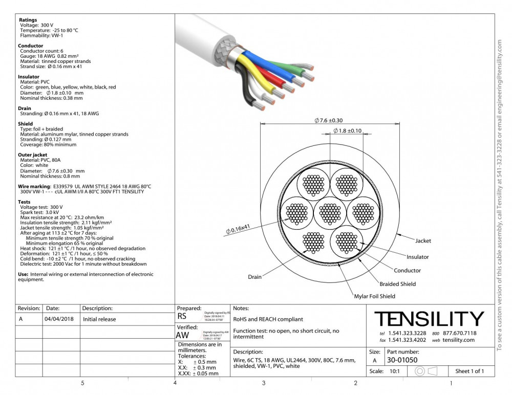 Tensility International 30-01050 product drawing