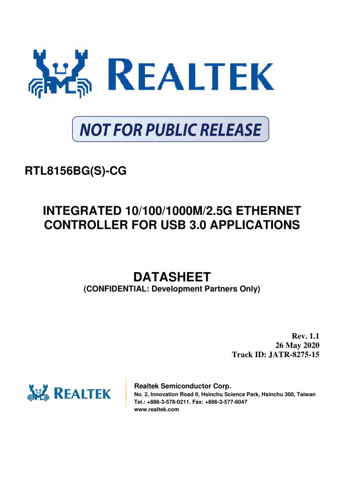 RTL8156BG-CG datasheet page 1