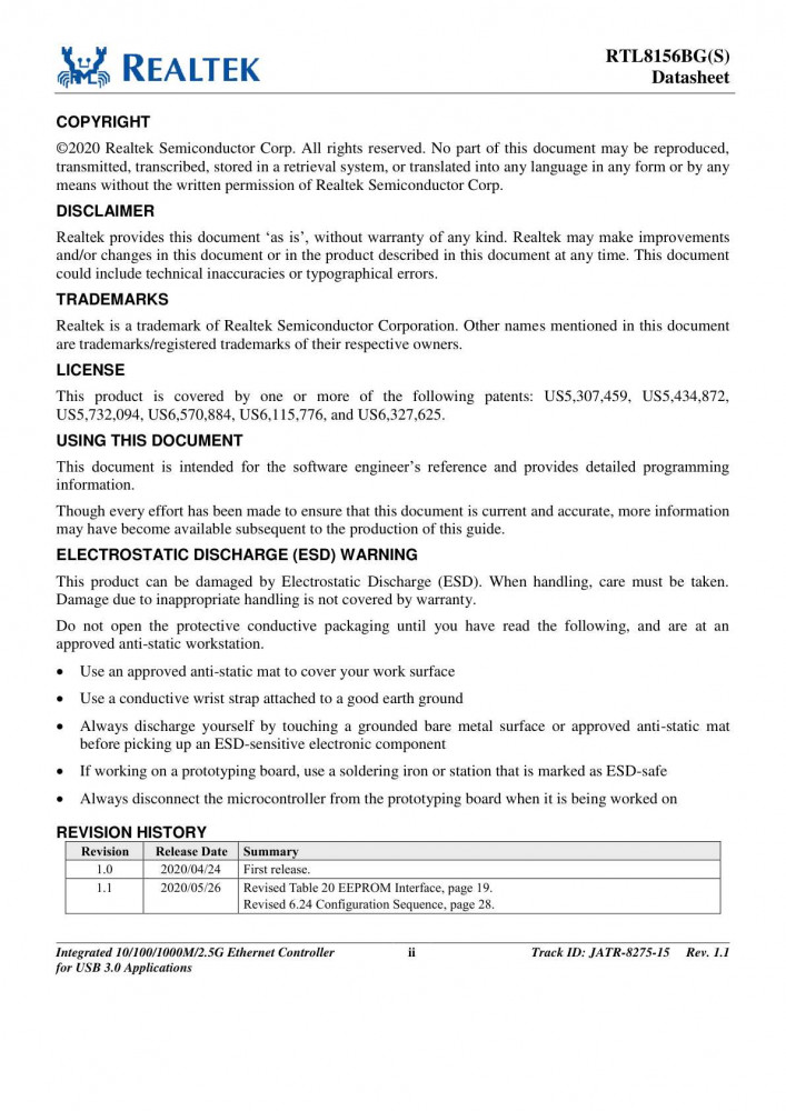 RTL8156BG-CG datasheet page 2