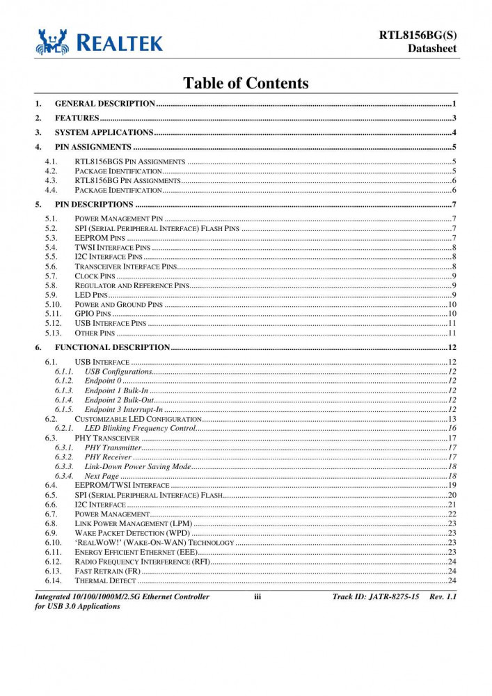 RTL8156BG-CG datasheet page 3