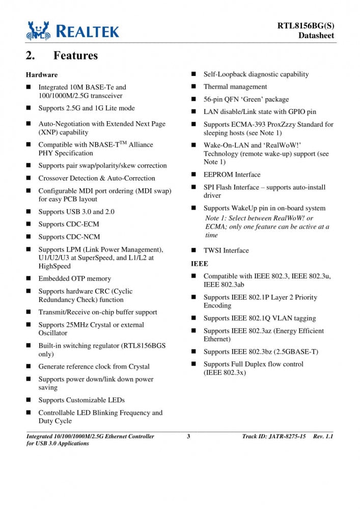 RTL8156BG-CG datasheet page 9