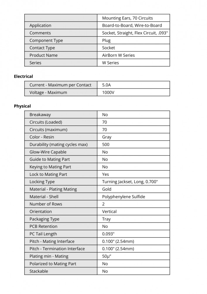 WTA70SAF6JTL technical document page 2
