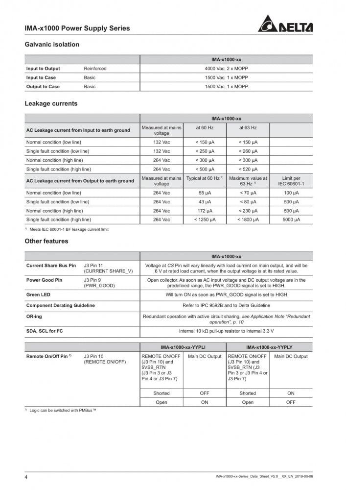 DELTA IMA 1000 W datasheet page 4