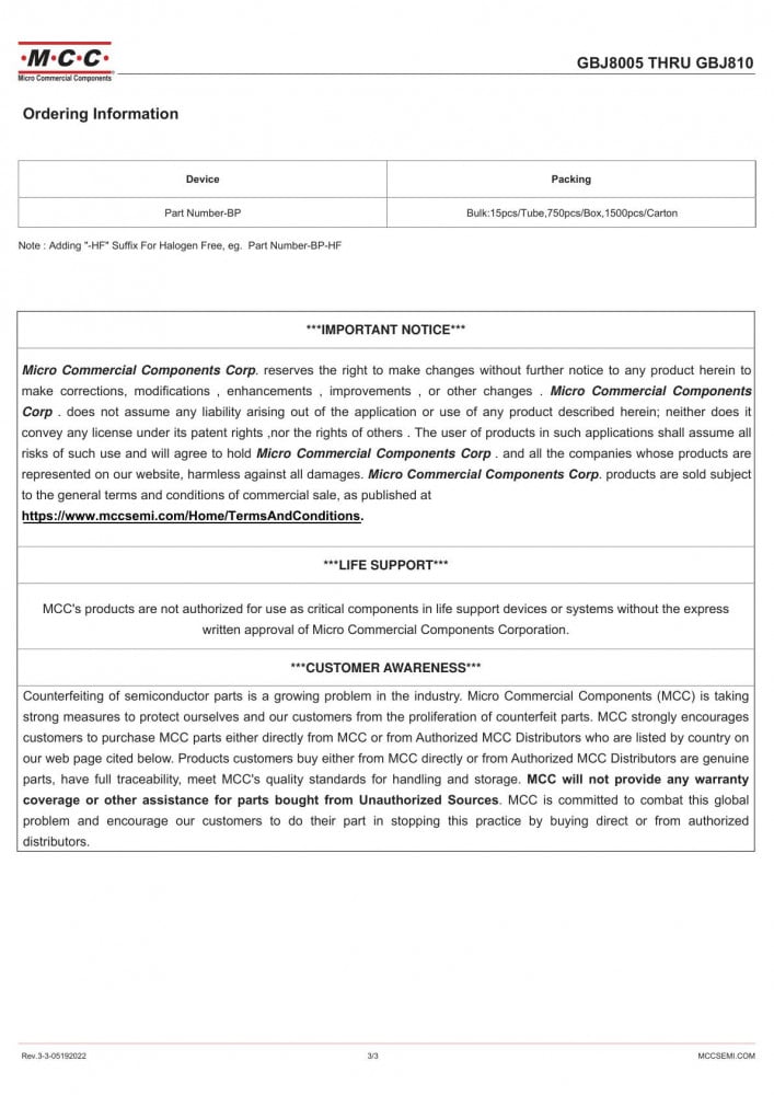 GBJ810-BP datasheet page 3