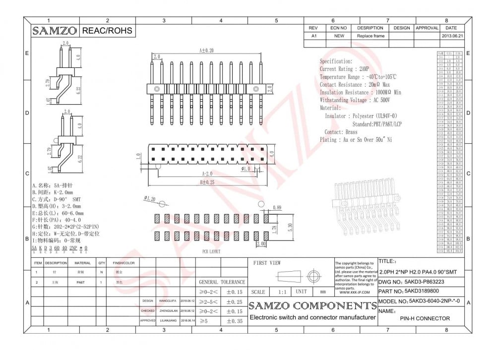 SAMZO 5AKD3-6040-209-W0 technical drawing