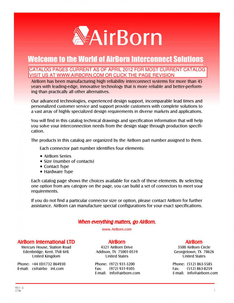 AirBorn W Series catalog page 1