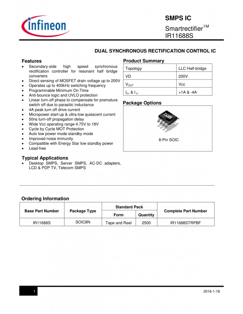 IR11688 datasheet page 1