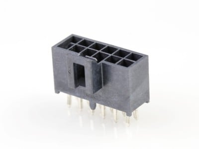 MX150 Dual Row Header, Right-Angle, 8 Circuits, 1.25µm Nickel (Ni) Overall, 2.50µm Minimum Select Matte Tin (Sn) Plating Overall, 3.05mm PC  Tail Length, Mating Pin Length 12.15mm