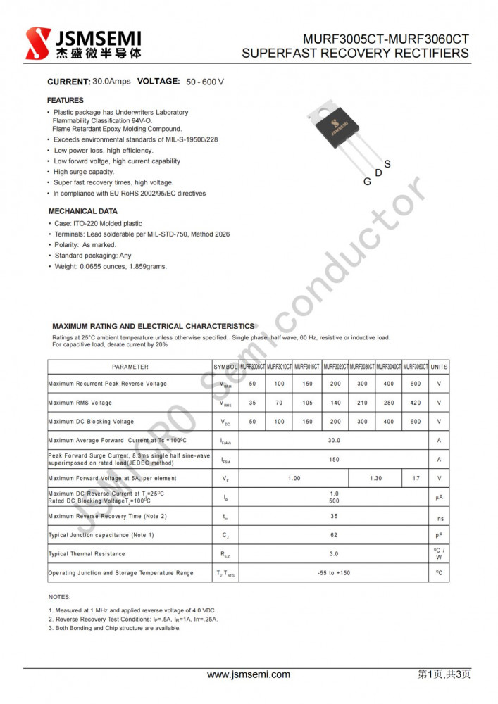 MURF3060CT datasheet page 1