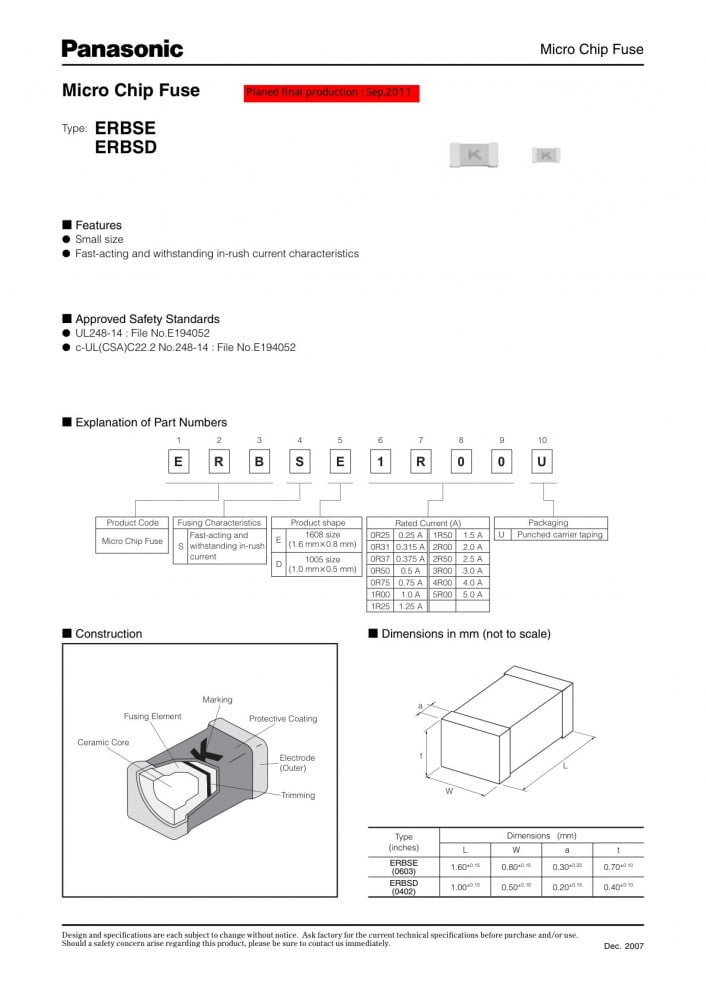 PANASONIC ERBSE technical document page 1