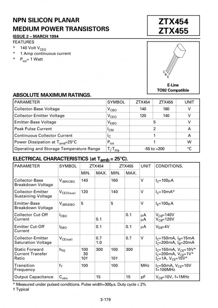 ZTX455 datasheet page 1