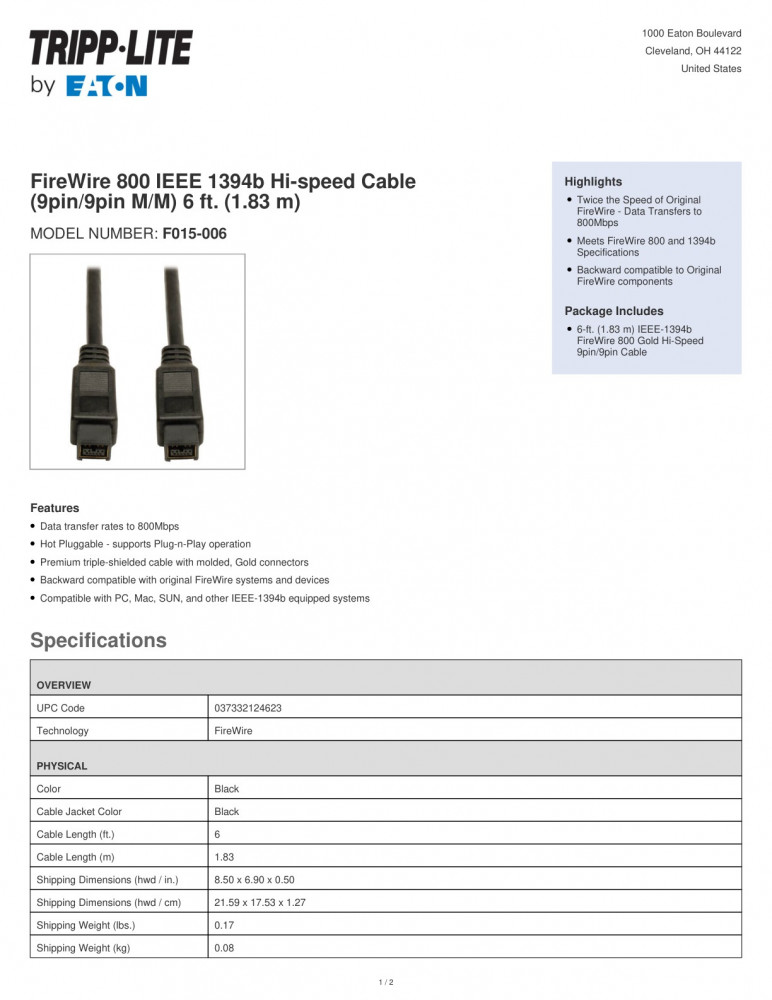 EATON F015-006 technical document page 1