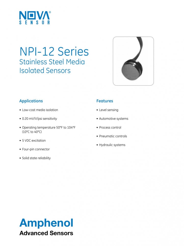 NPI-12 Series technical document page 1