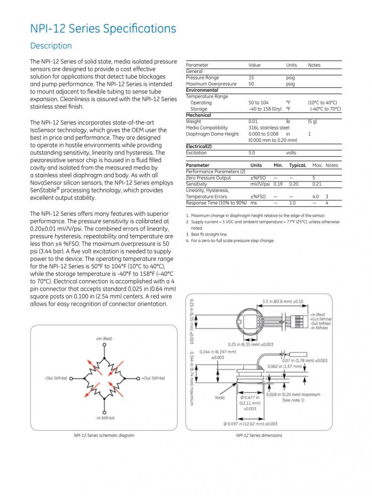 NPI-12 Series technical document page 2
