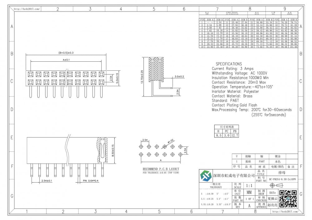 HC-PM254-8.5H-2x10PW technical drawing