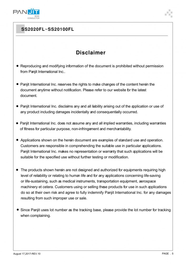 PANJIT SS2060FL datasheet page 5