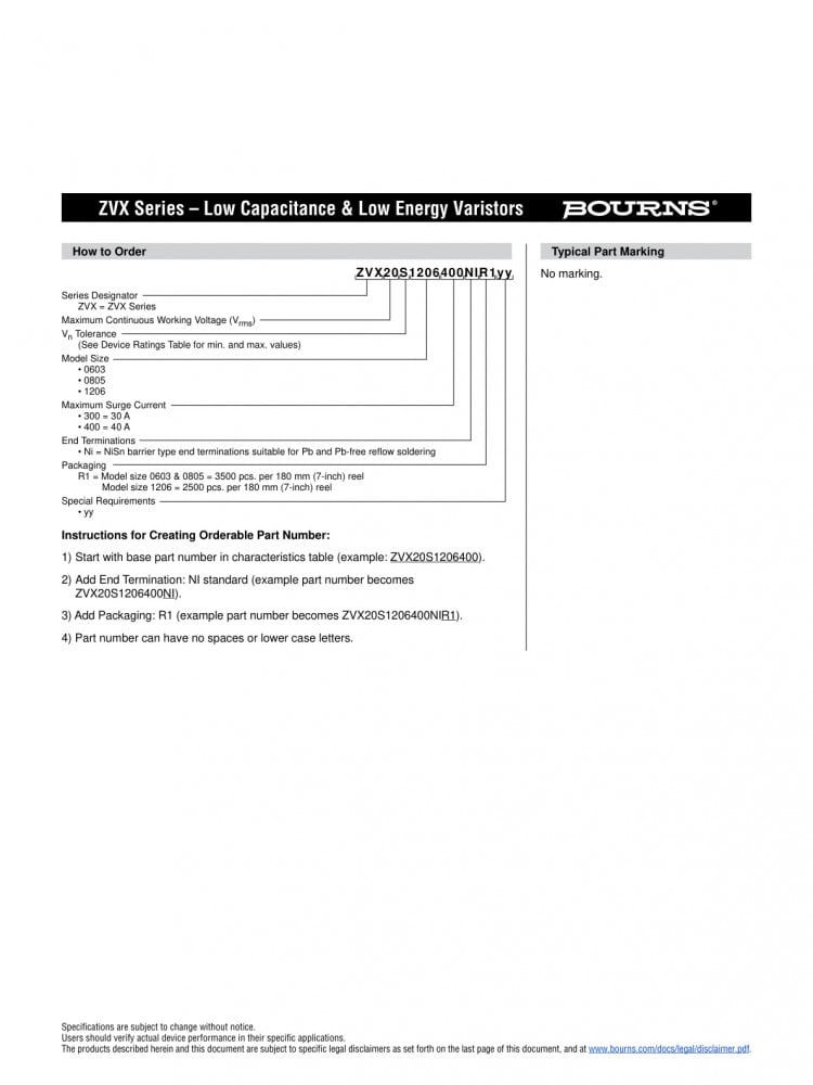 Bourns ZVX datasheet page 4