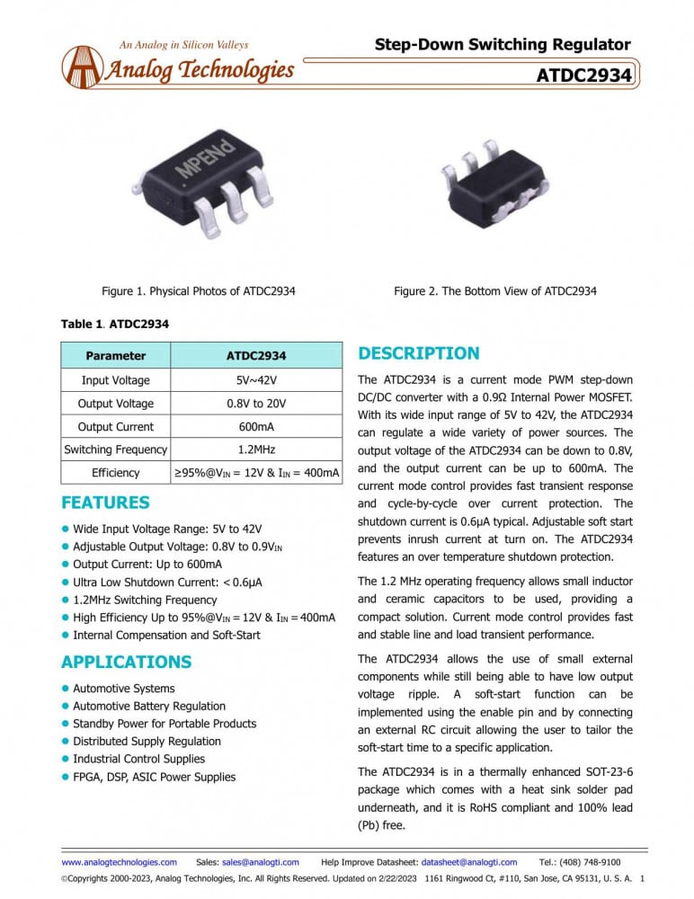 ATDC2934 datasheet page 1