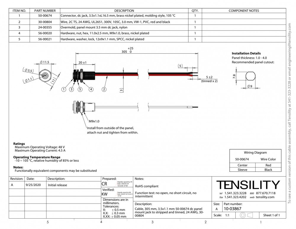 Tensility International 10-03867 product drawing