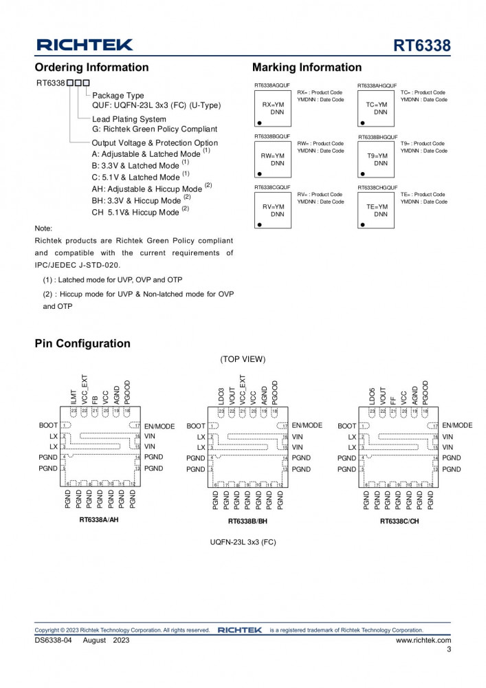 RT6338 datasheet page 3