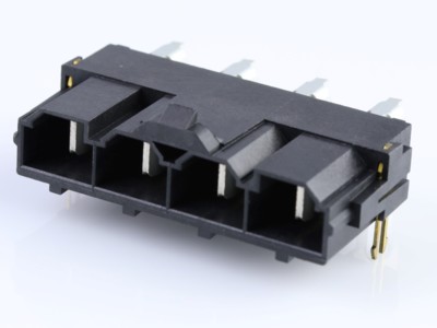 Mini-Fit Sr. Right-Angle Header, 10.00mm Pitch, Single Row, 3 Circuits, 8.30mm Tail Length, for 6.35mm PCB, Tin (Sn) Plating, with Clip, USE NYE LUBE ON MATING SURFACES