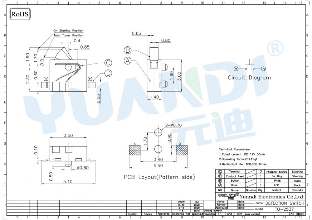 Yuandi TQ-2537 technical document page