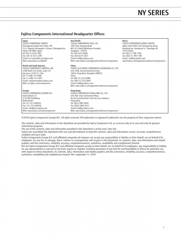 FUJITSU NY Series datasheet page 7