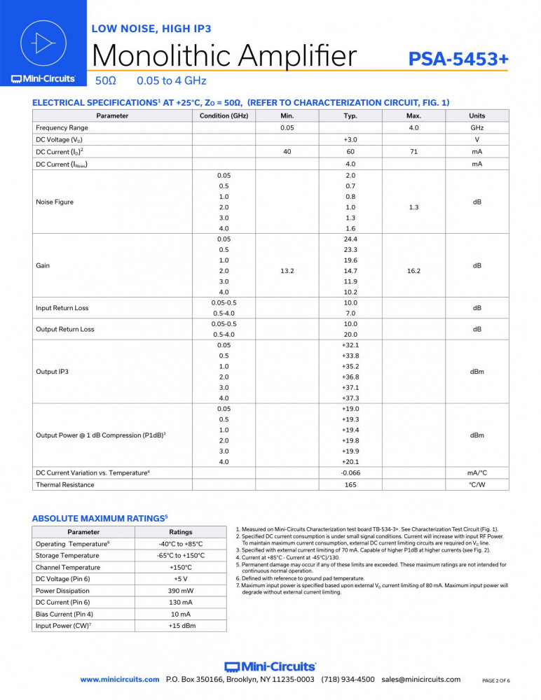 PSA-5453+ technical document page 2