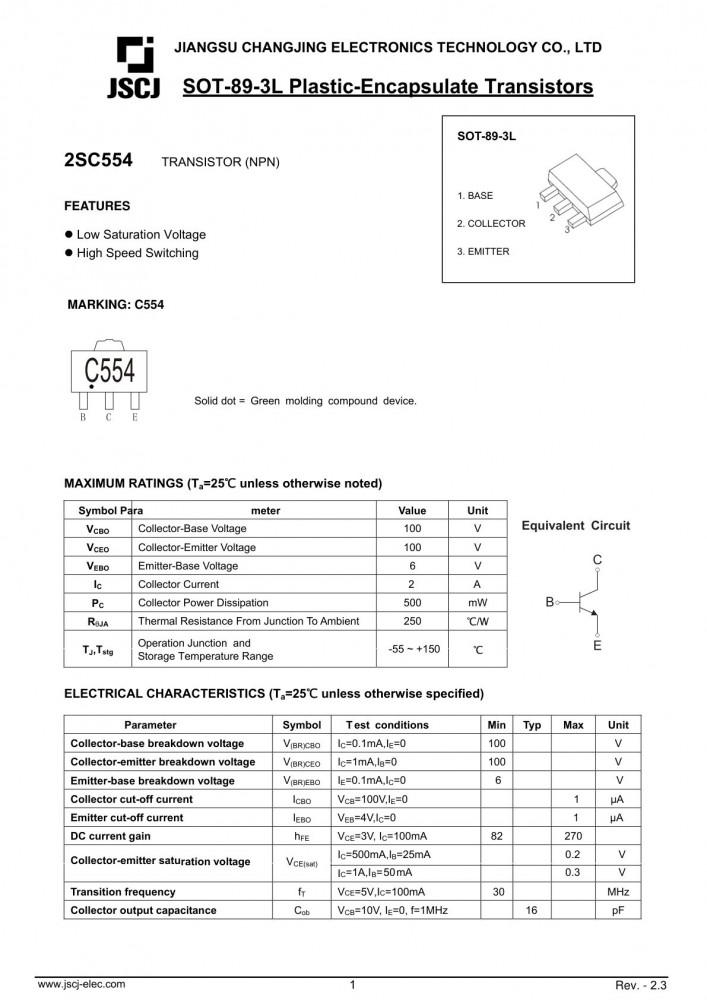 2SC554 datasheet page 1