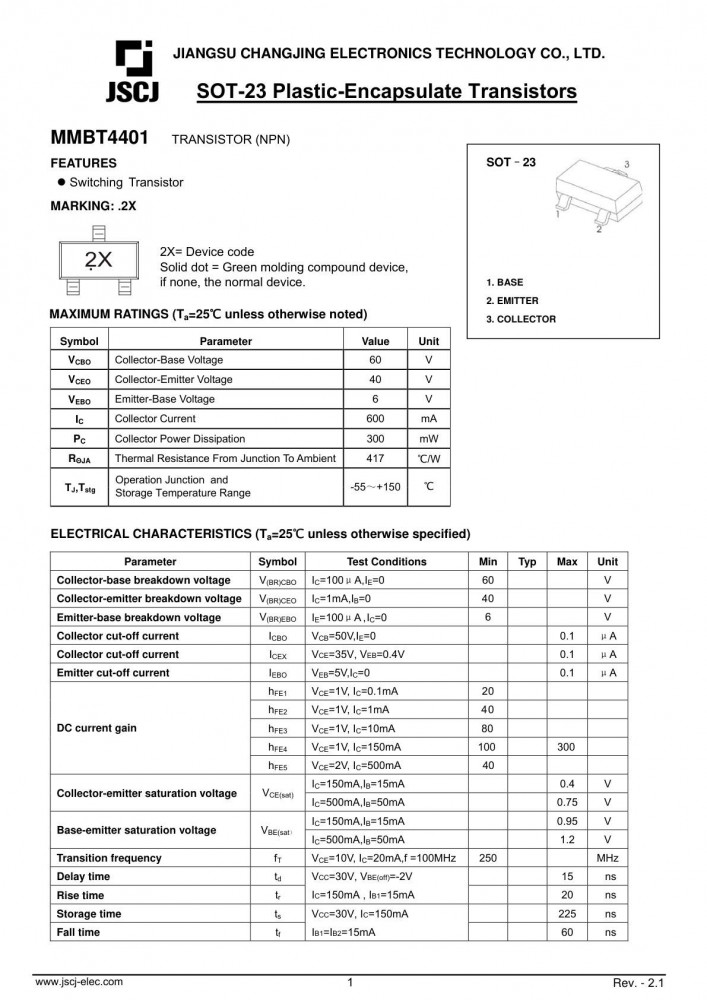 MMBT4401 datasheet page 1